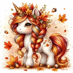 Autumn Unicorn Clipart | Set of 10 | High Quality 300 DPI Jpegs | Baby ...