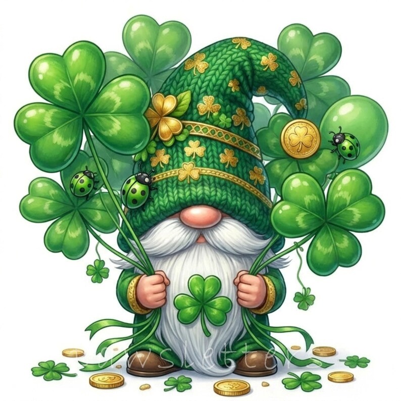 15 JPG Whimsical St Patrick's Day Gnome Clipart - Watercolor Lucky ...