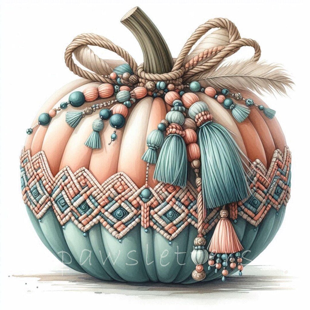 Boho Chic Pumpkin Clipart | Set of 10 | High Quality 300 DPI Jpegs ...