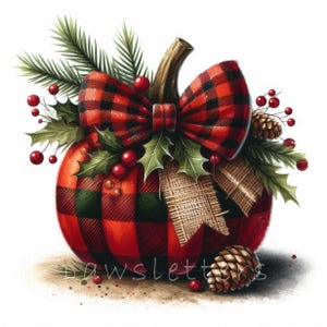 Plaid Pumpkin and Pinecones Clipart | Set of 10 | High Quality 300 DPI ...