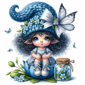 Forget Me Not Gnome Clipart | Set of 10 | High Quality 300 DPI Jpegs ...