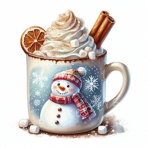 Holiday Hot Cocoa Mug Clipart 10 High Res Watercolor Jpgs Winter Hot ...