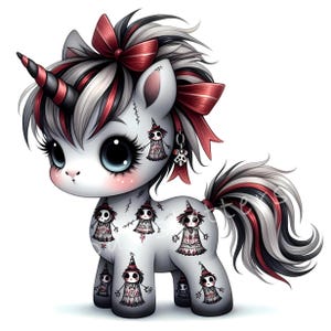 Cursed Doll Unicorn Clipart Bundle 10 High Res Jpgs, Watercolor Cute ...