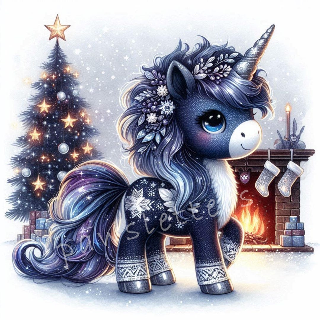 Christmas Eve Unicorn Clipart 10 High Res Watercolor Jpgs for Junk ...