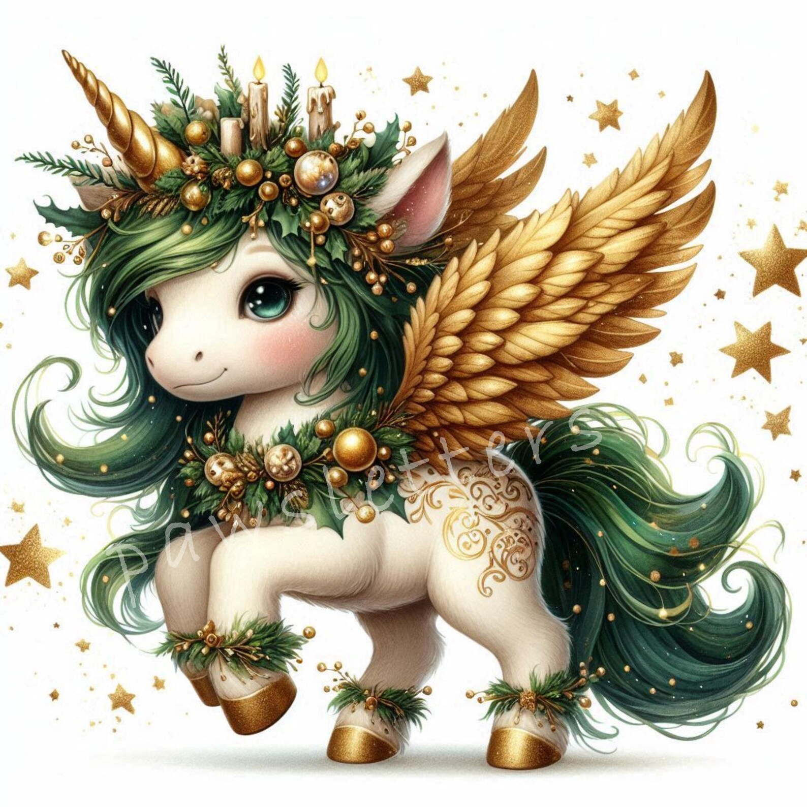 Yuletide Spirit Unicorn Clipart 10 High Res Watercolor Jpgs, Junk ...