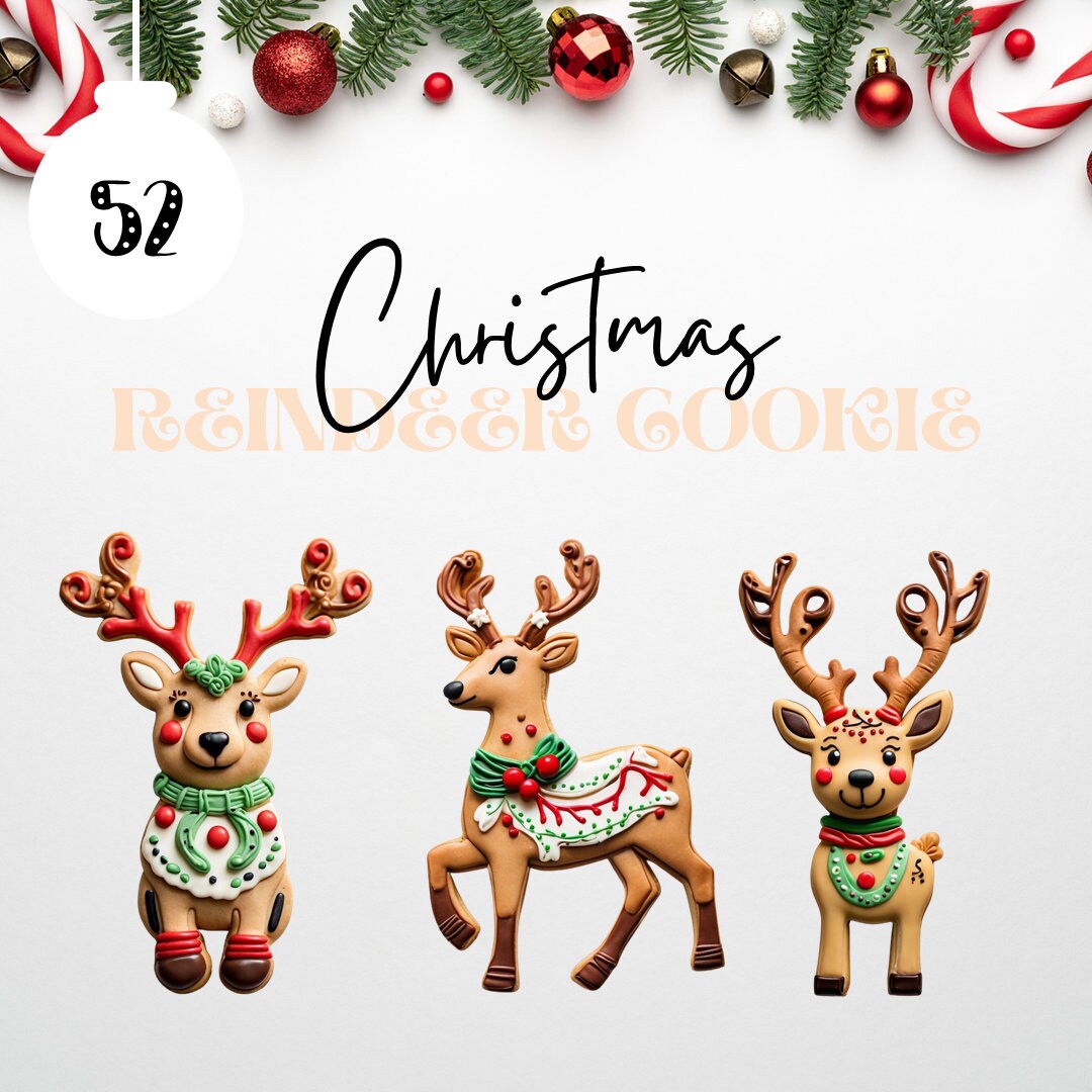 Christmas Reindeer Clipart Christmas Holiday Clipart - Etsy