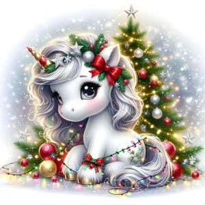 Festive Christmas Unicorn Clipart | Set of 10 | High Quality 300 DPI ...