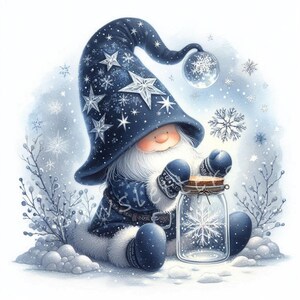 Snowflake Collector Gnome Clipart 10 High Res Watercolor Jpgs Holiday ...