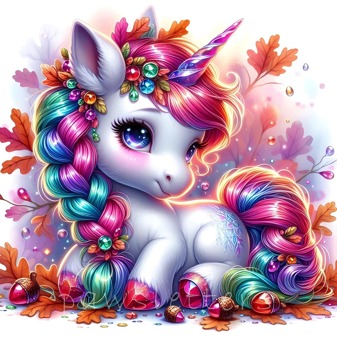 Rainbow Acorn Unicorn Clipart | 10 Watercolor Fall Acorn Jpegs Autumn ...