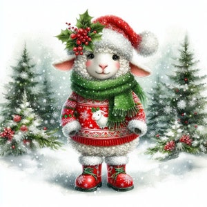 Christmas Sheep Clipart | Set of 10 | High Quality 300 DPI Jpegs ...