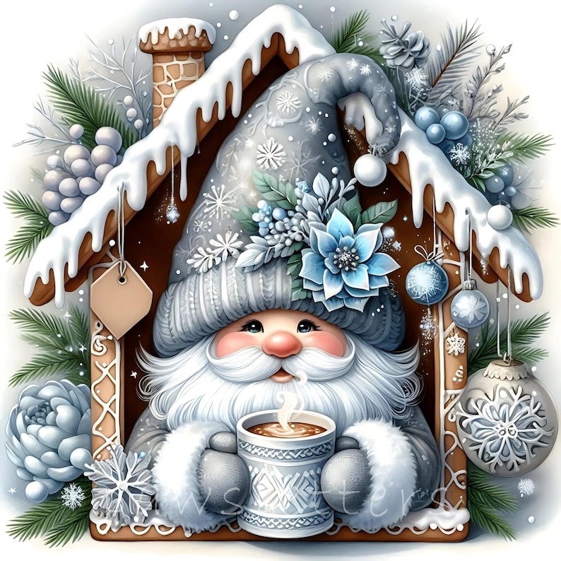 Cozy Winter Gnomes Clipart | 10 High Quality 300 DPI Jpegs | Watercolor ...