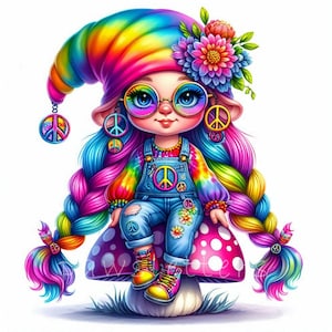 Groovy Hippie Gnome Clipart | Set of 10 | High Quality 300 DPI Jpegs ...