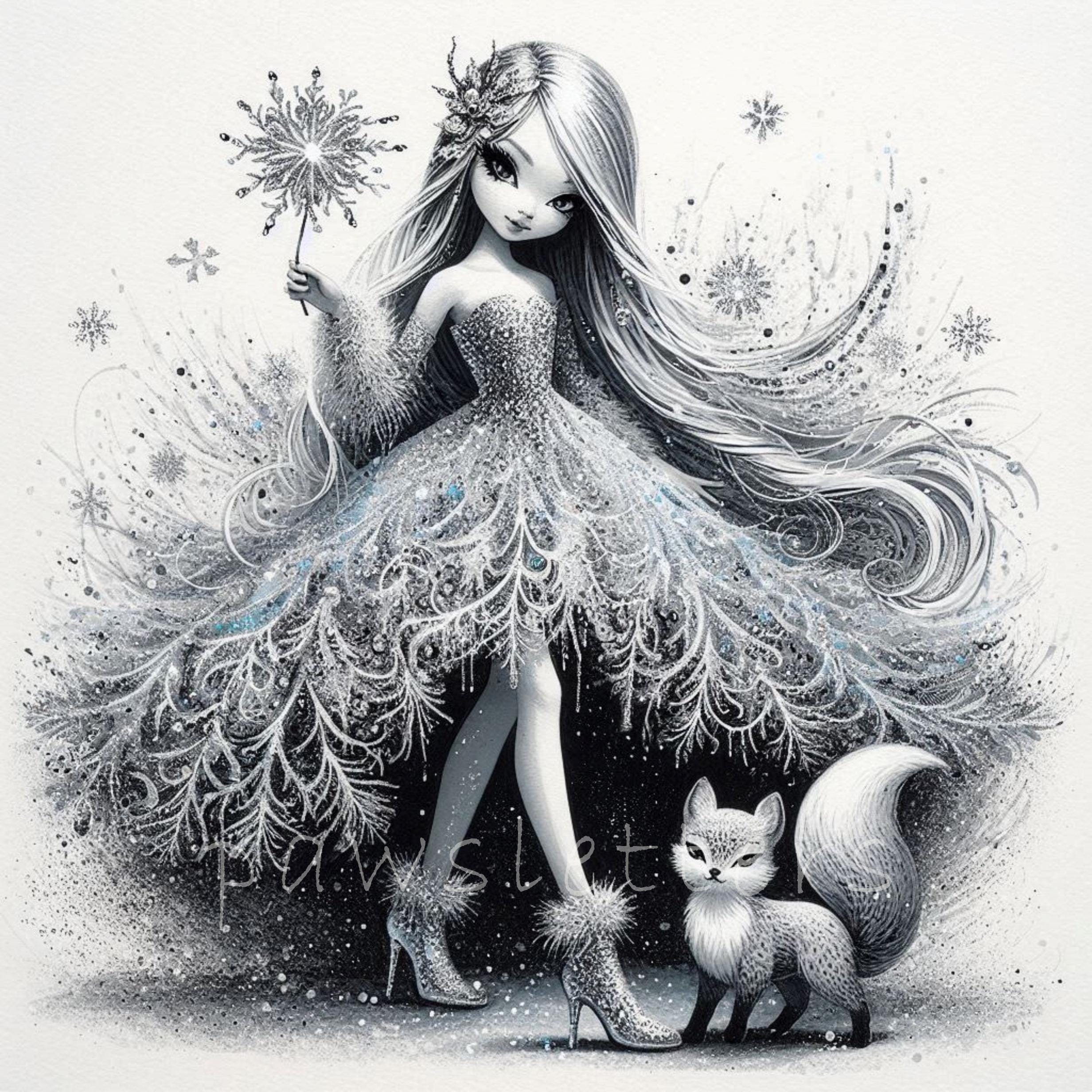 Winter Frost Princess Clip Art 10 High Res Watercolor Jpgs for Junk ...