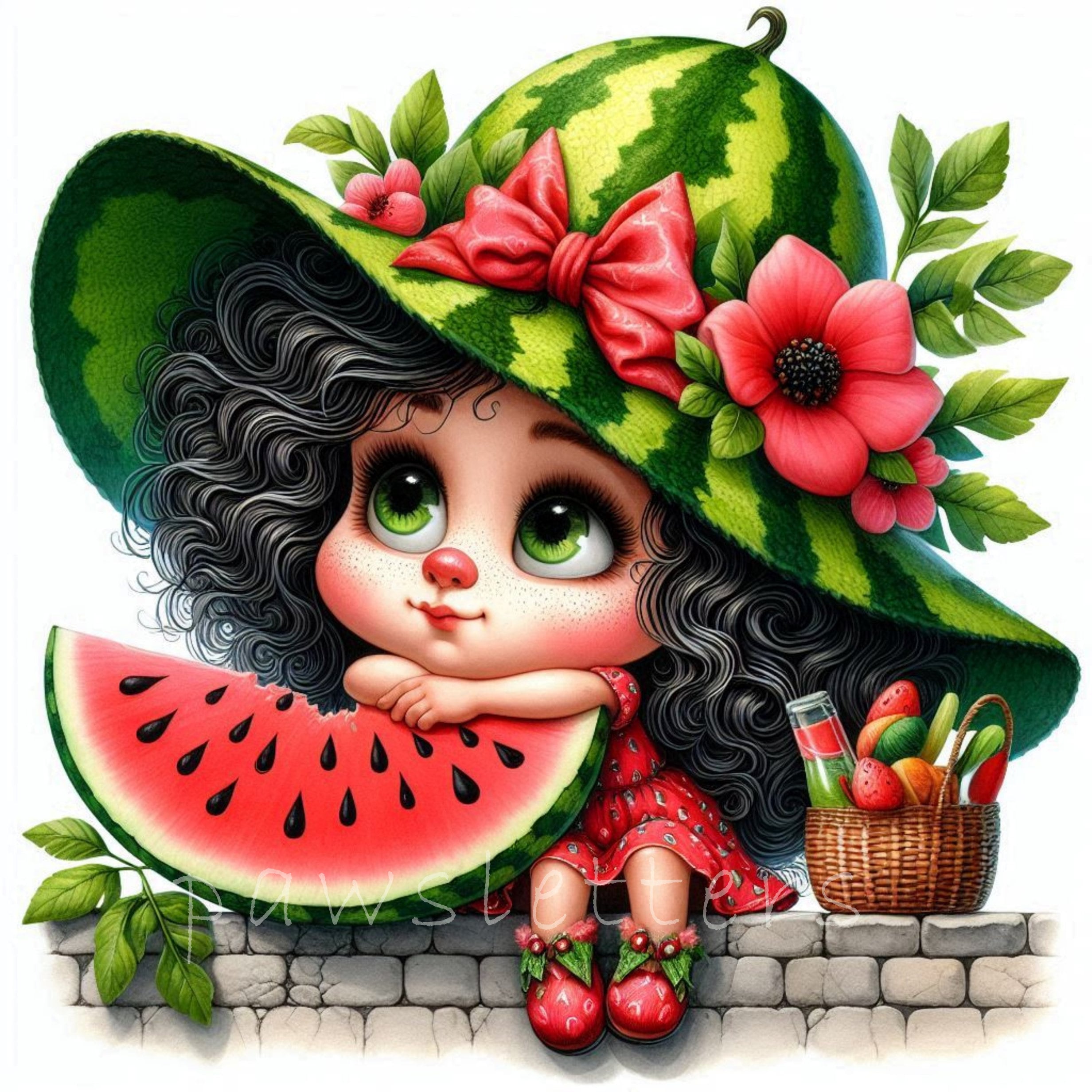 Sweet Watermelon Gnome Clipart | Set of 10 | High Quality 300 DPI Jpegs ...