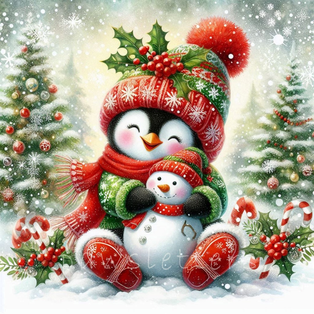 Christmas Penguin Clipart | Set of 10 | High Quality 300 DPI Jpegs ...