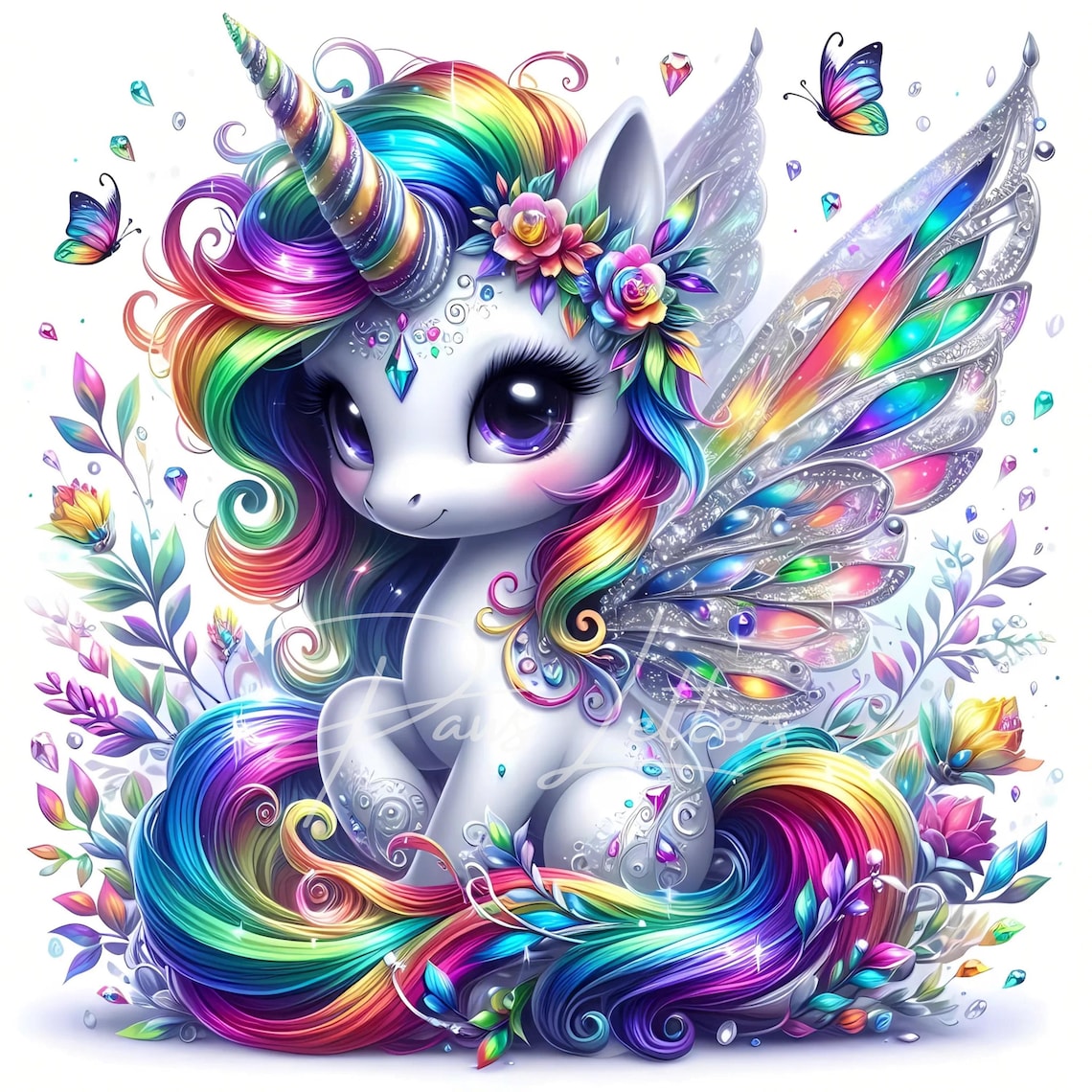 Watercolor Baby Unicorn Clipart 10 High Res Watercolor Jpgs Rainbow ...