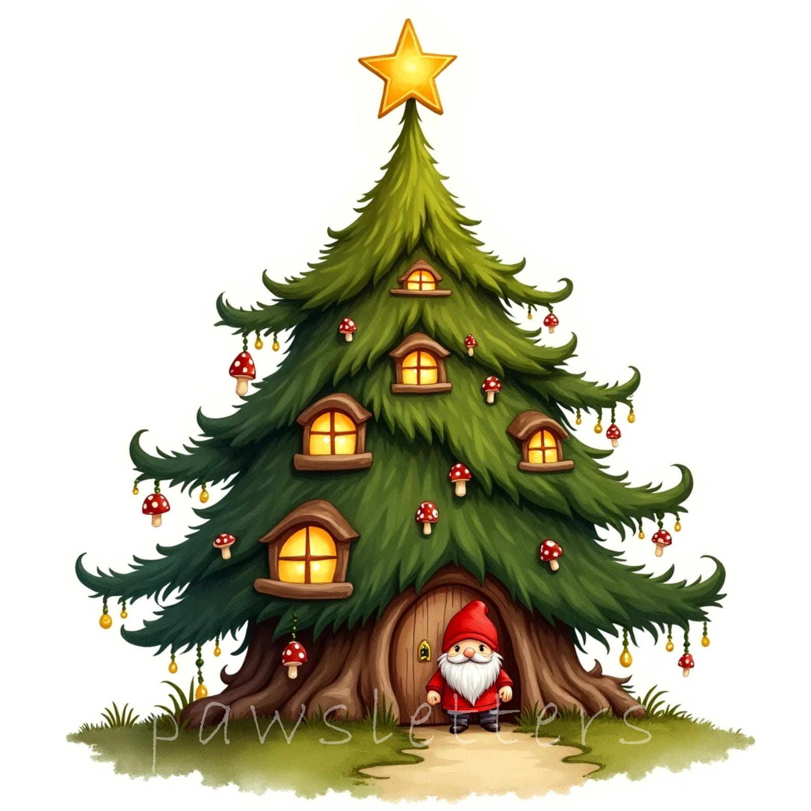 Whimsical Christmas Tree Clipart, 10 Quirky Christmas Clipart Jpgs ...