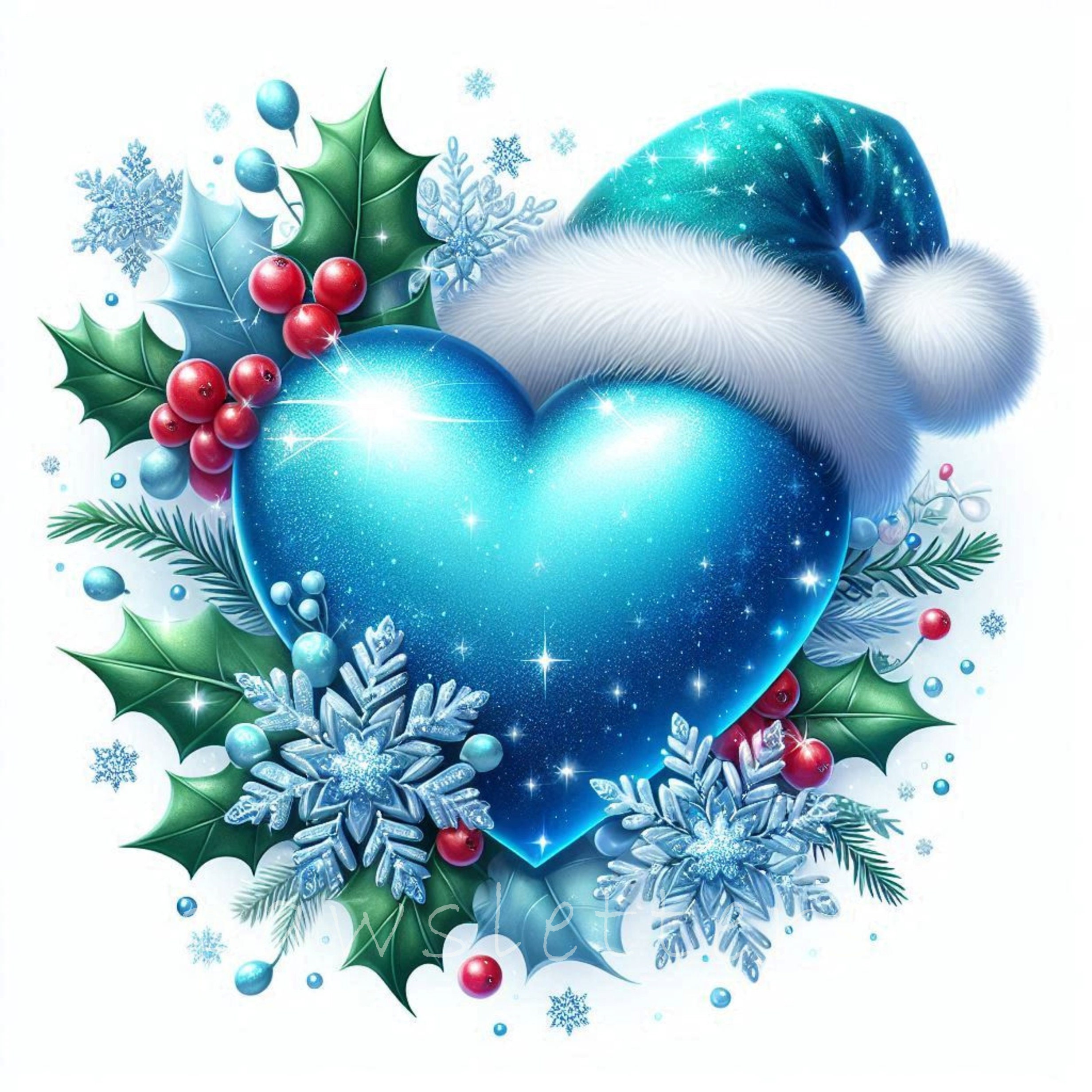 Winter Christmas Blue Hearts Clipart Set of 10 High Quality 300 DPI ...