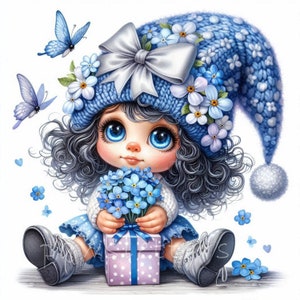 Forget Me Not Gnome Clipart | Set of 10 | High Quality 300 DPI Jpegs ...