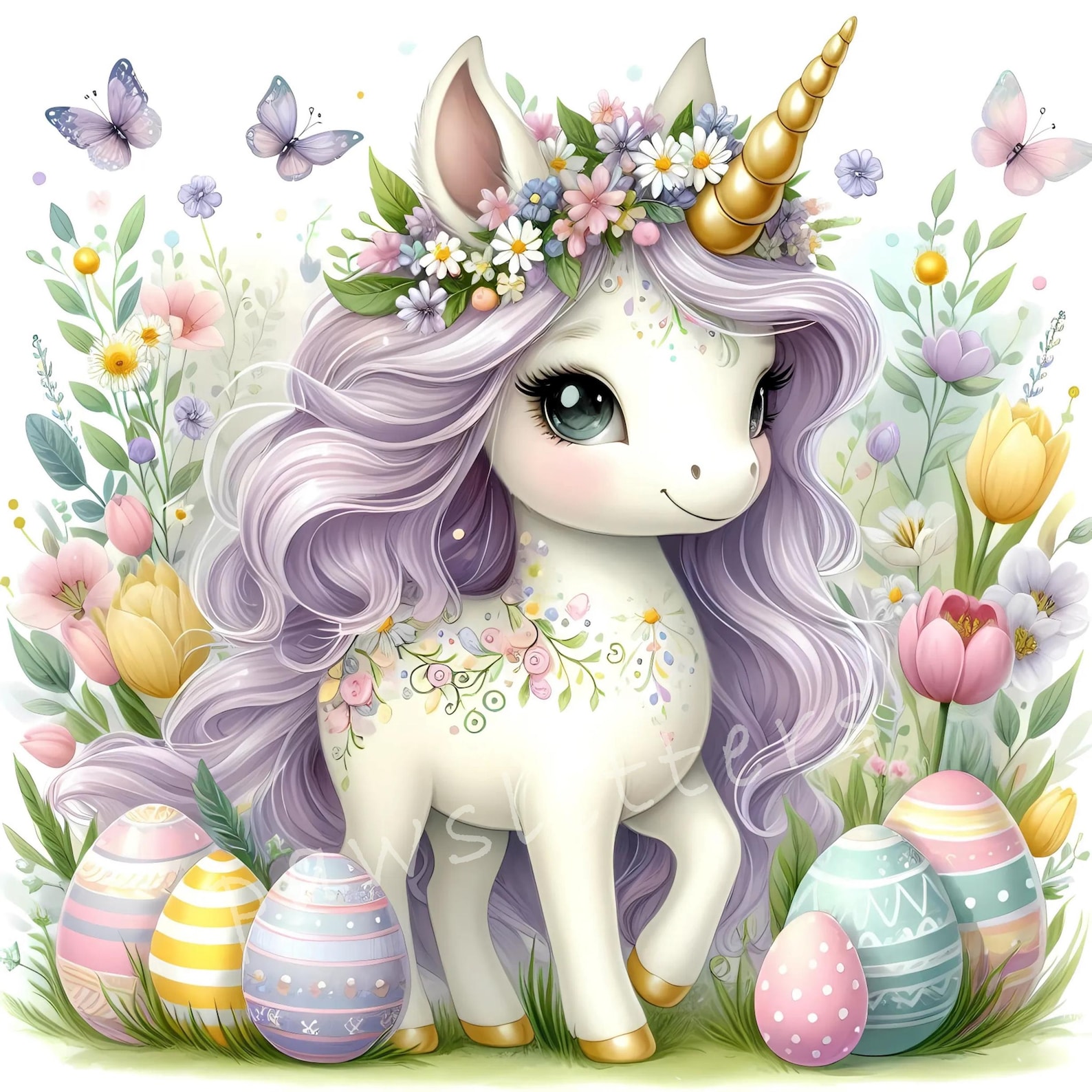 Blossoming Easter Unicorn Clipart | Set of 10 | High Quality 300 DPI ...