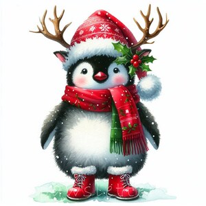 Christmas Penguin Clipart | Set of 10 | High Quality 300 DPI Jpegs ...