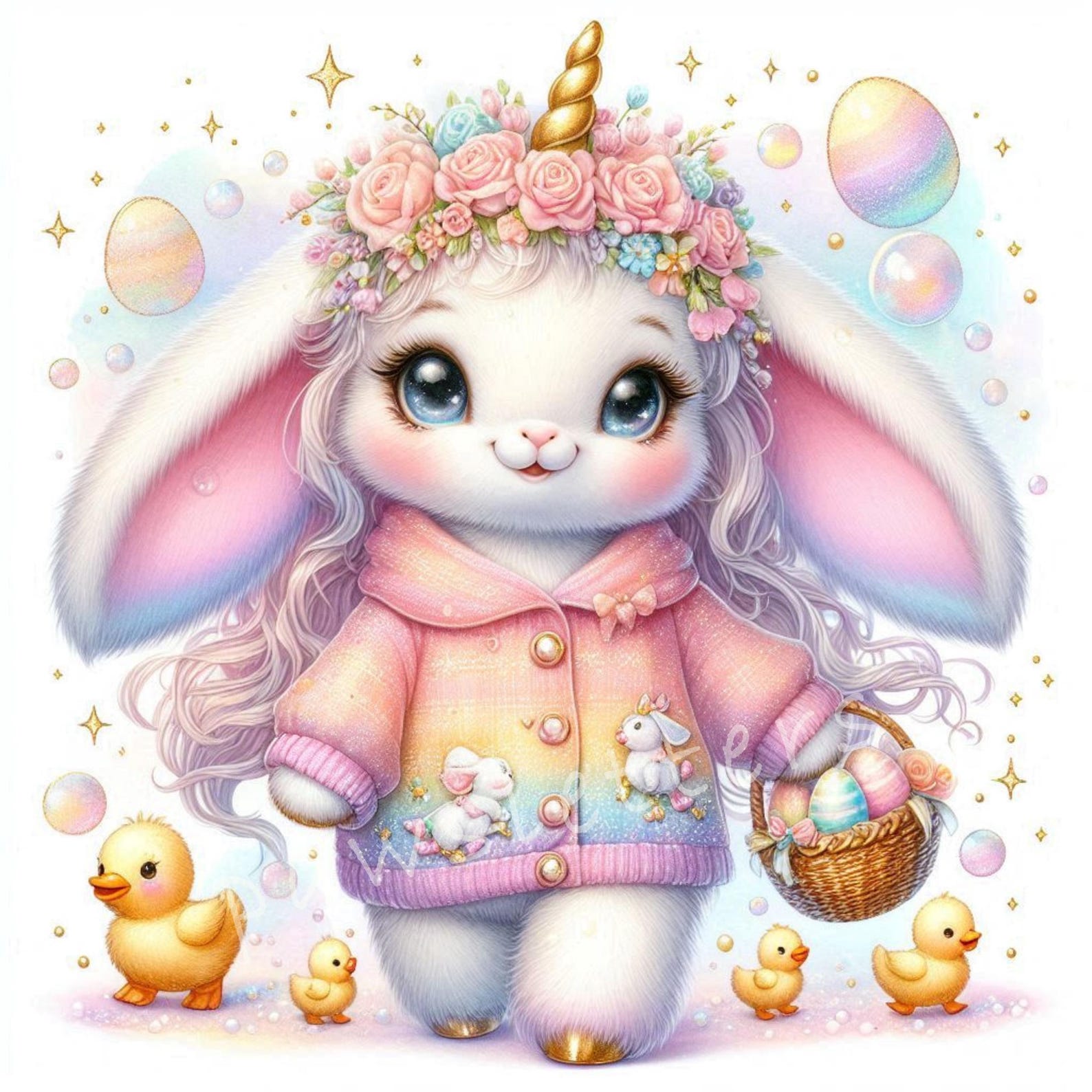 Bunny Unicorn Clipart, 10 Cute Animal JPG, High Quality 300 DPI, Easter ...