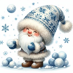 Snowball Fight Gnomes Clipart 10 High Res Watercolor Jpgs for Junk ...