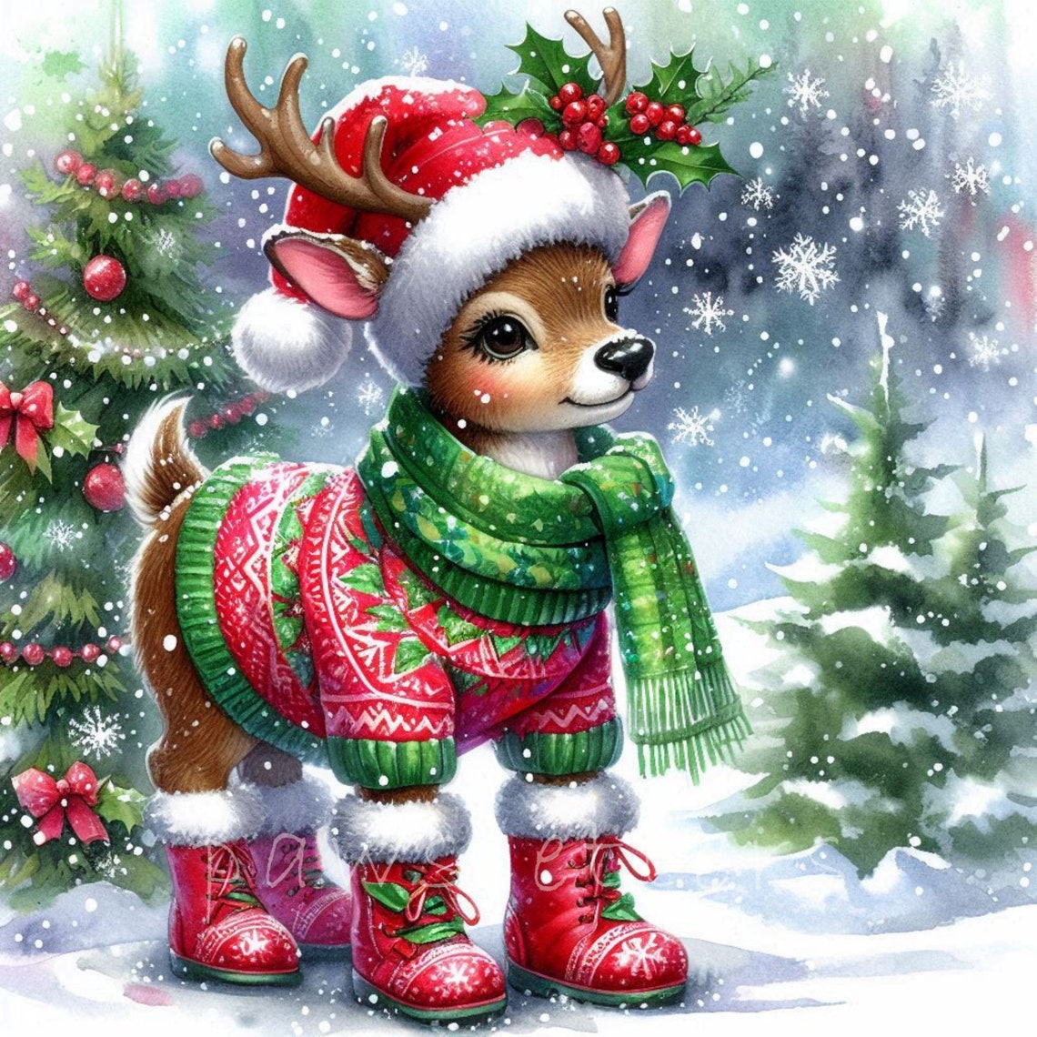 Christmas Reindeer Clipart | Set of 10 | High Quality 300 DPI Jpegs ...