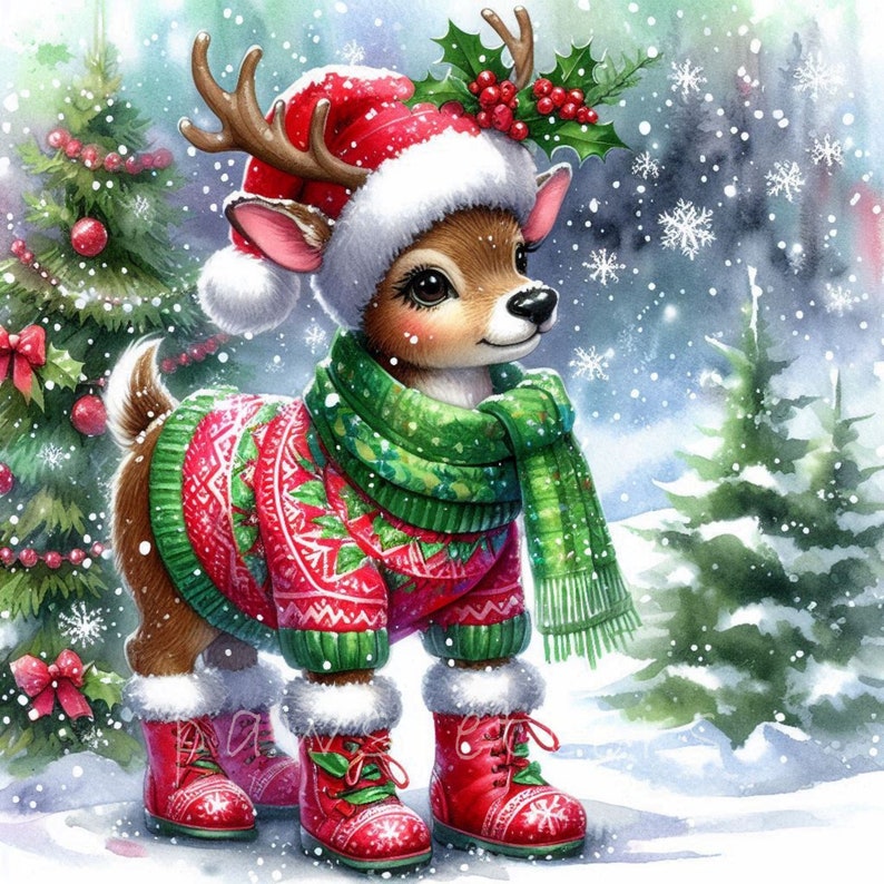 Christmas Reindeer Clipart | Set of 10 | High Quality 300 DPI Jpegs ...