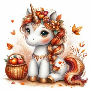 Hello Autumn Harvest Unicorn Clipart | Set of 10 | High Quality 300 DPI ...