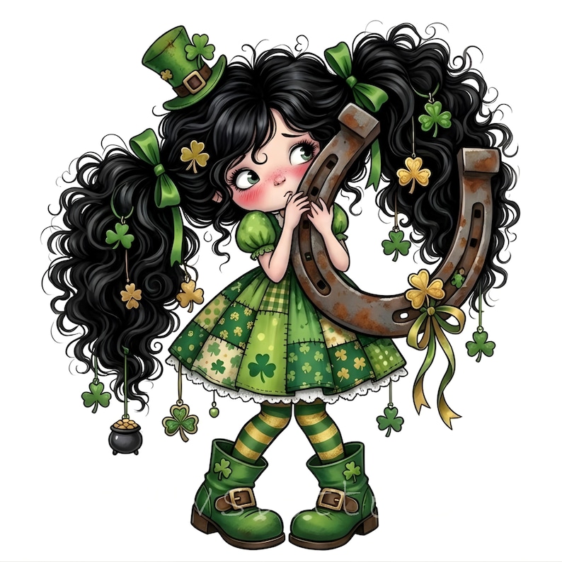 13 JPG St Patricks Day Leprechaun Girl Clipart –shamrock Princess Lucky ...