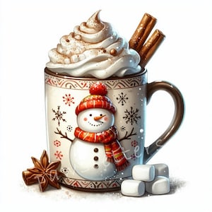 Holiday Hot Cocoa Mug Clipart 10 High Res Watercolor Jpgs Winter Hot ...
