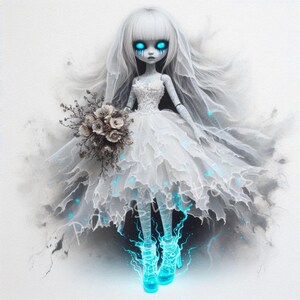 Ghost Bride Doll Clip Art 10 High Res Watercolor Jpgs for Junk Journal ...