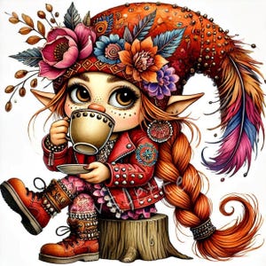 Boho Chic, Floral Gnome Clipart | Set of 10 | High Quality 300 DPI ...