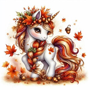 Autumn Unicorn Clipart | Set of 10 | High Quality 300 DPI Jpegs | Baby ...