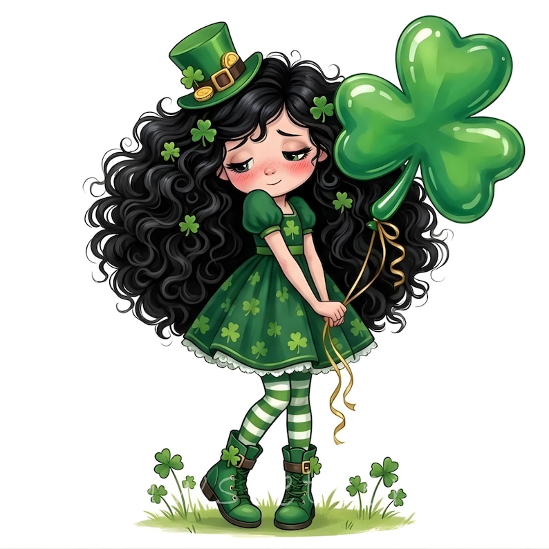 13 JPG St Patricks Day Leprechaun Girl Clipart –shamrock Princess Lucky ...