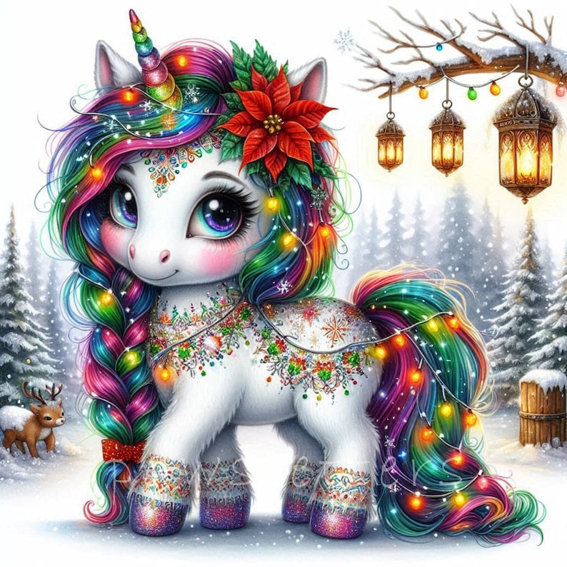 Christmas Unicorn Clipart Set of 10 High Quality 300 DPI Jpegs Holiday ...