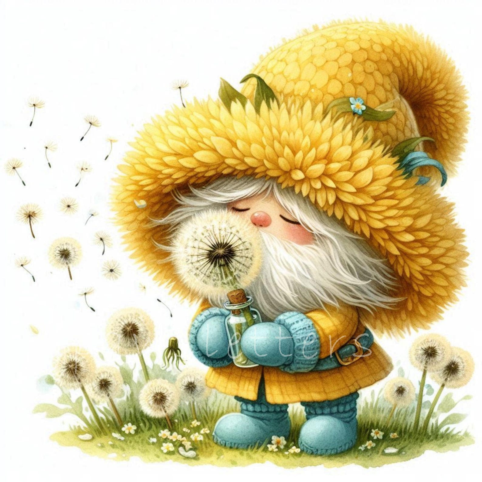 Dandelion Wish Gnome Clipart | Set of 10 | High Quality 300 DPI Jpegs ...