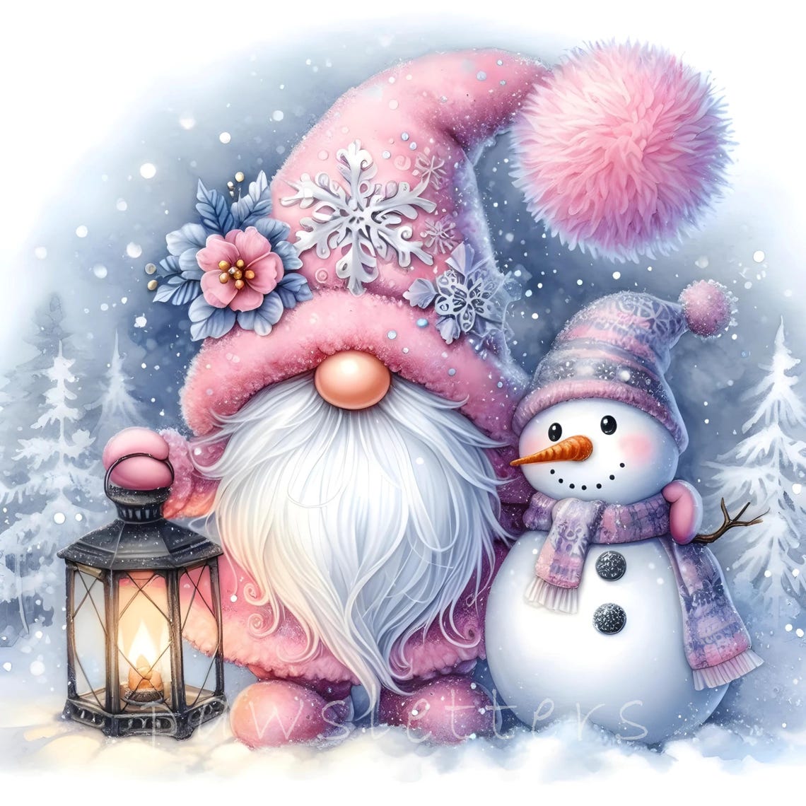 Pink Christmas Gnomes Clipart | 10 High Quality 300 DPI Jpegs ...