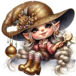 Christmas Bell Gnome Clipart, 10 High Res Watercolor Jpgs for Junk ...