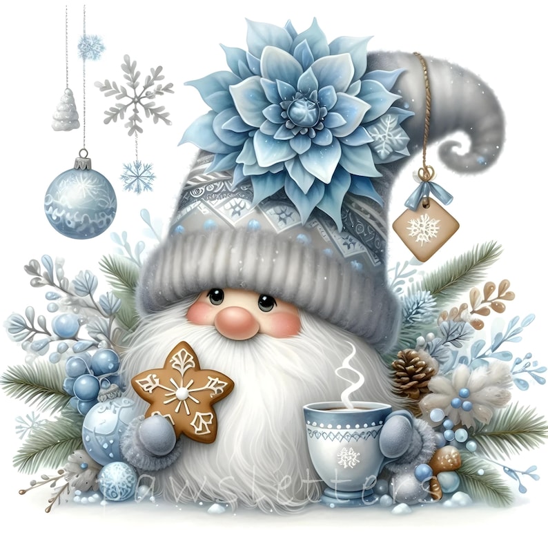Cozy Winter Gnomes Clipart | 10 High Quality 300 DPI Jpegs | Watercolor ...