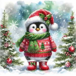 Christmas Penguin Clipart | Set of 10 | High Quality 300 DPI Jpegs ...