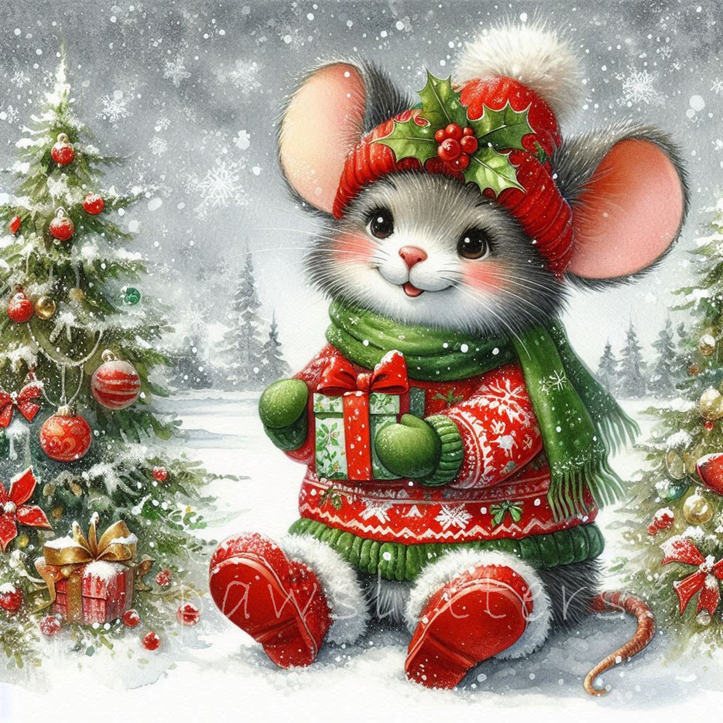 Christmas Mouse Clipart | Set of 10 | High Quality 300 DPI Jpegs | Xmas ...