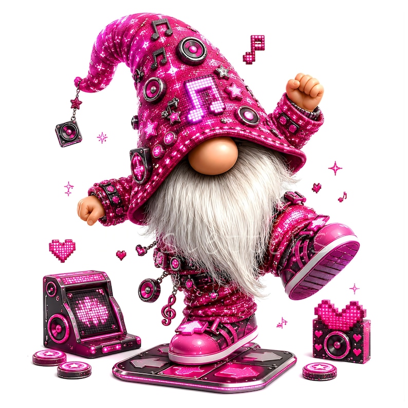 Arcade Gnome Cuties Clipart Bundle, 20 JPG Retro Gamer Characters, Cute ...