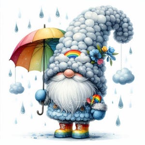 Rainy Day Gnome Clipart | Set of 10 | High Quality 300 DPI Jpegs | Cute ...
