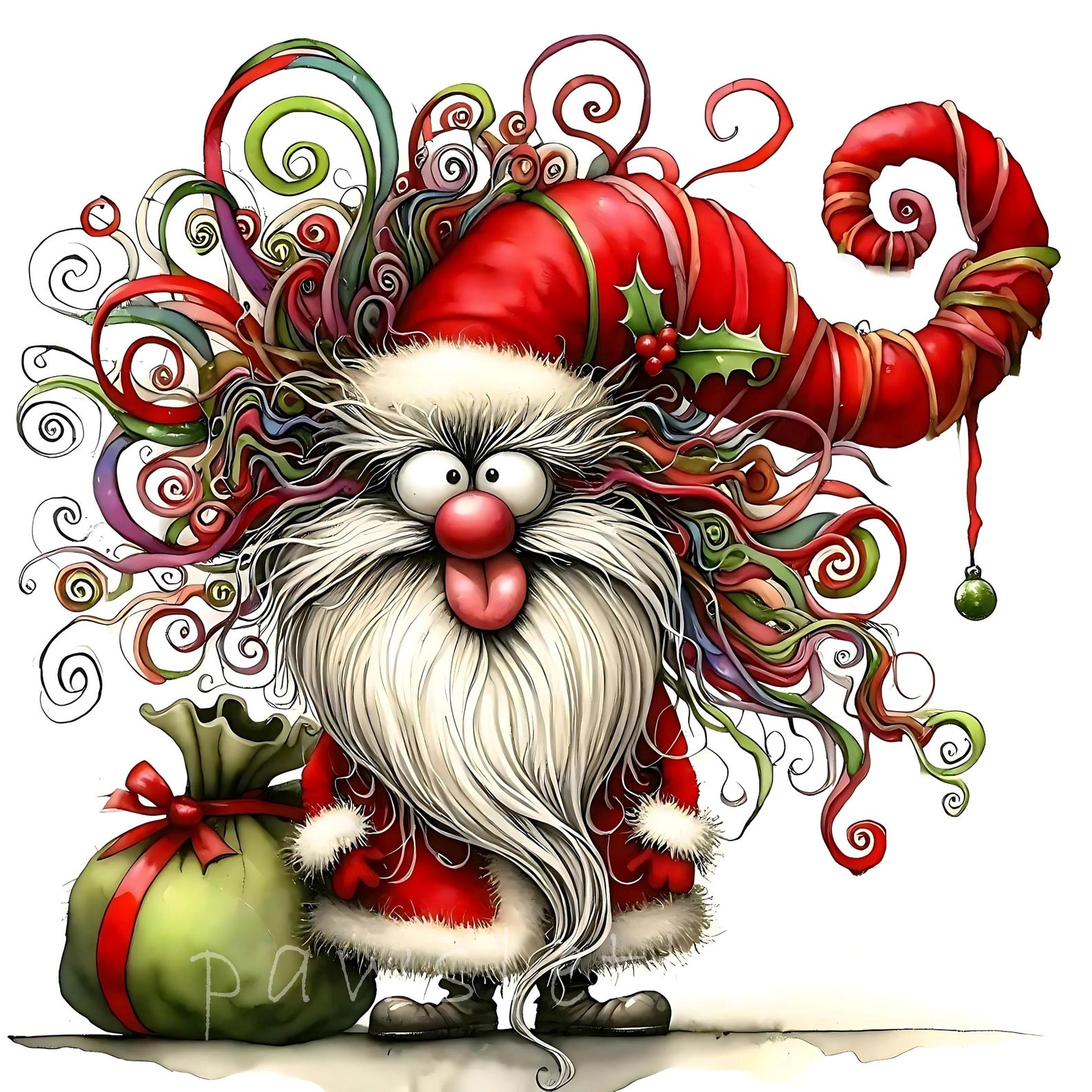10 Quirky Santa Claus Clipart, Quirky Christmas Clipart, JPG, Christmas ...