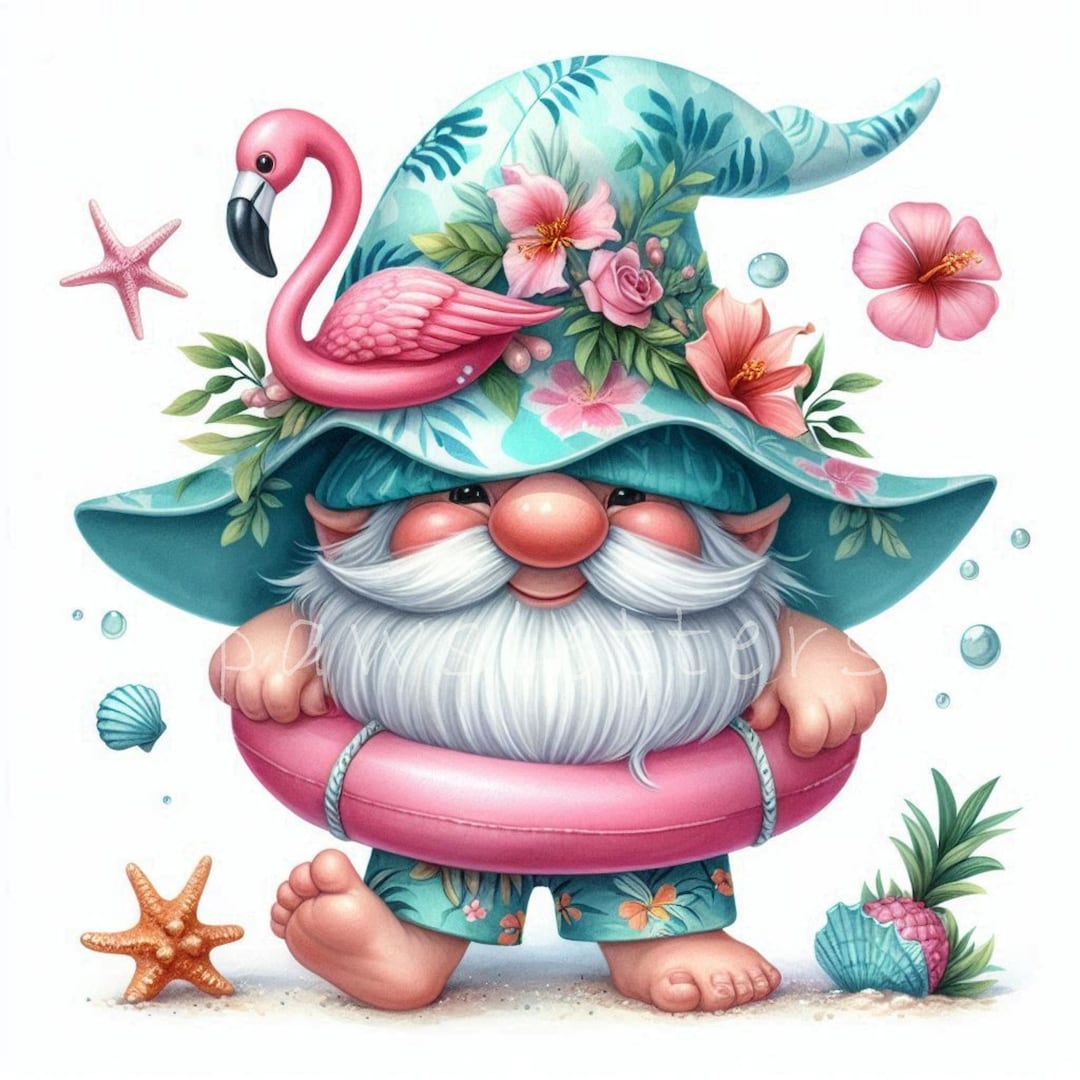 Summer Beach Gnome Clipart | Set of 10 | High Quality 300 DPI Jpegs ...