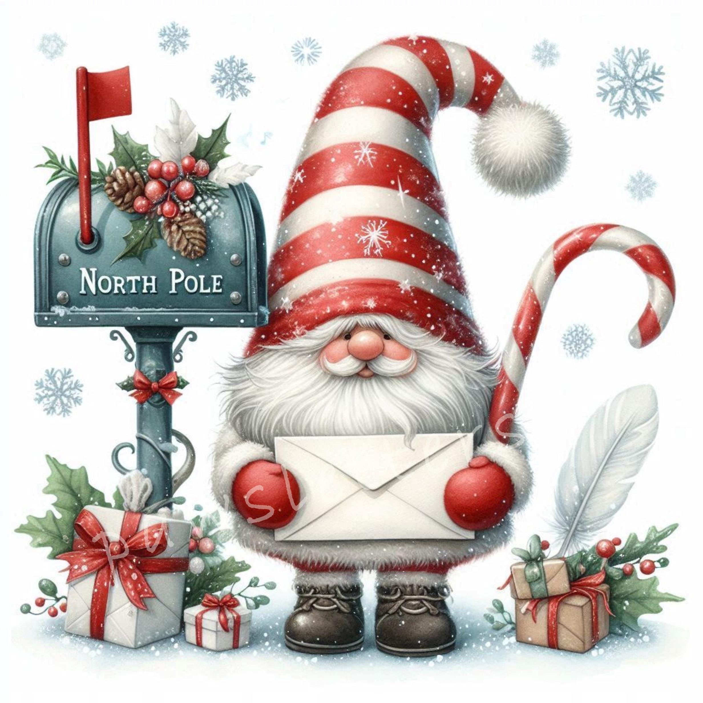 North Pole Mail Gnomes Clipart 10 High Res Watercolor Jpgs for Junk ...
