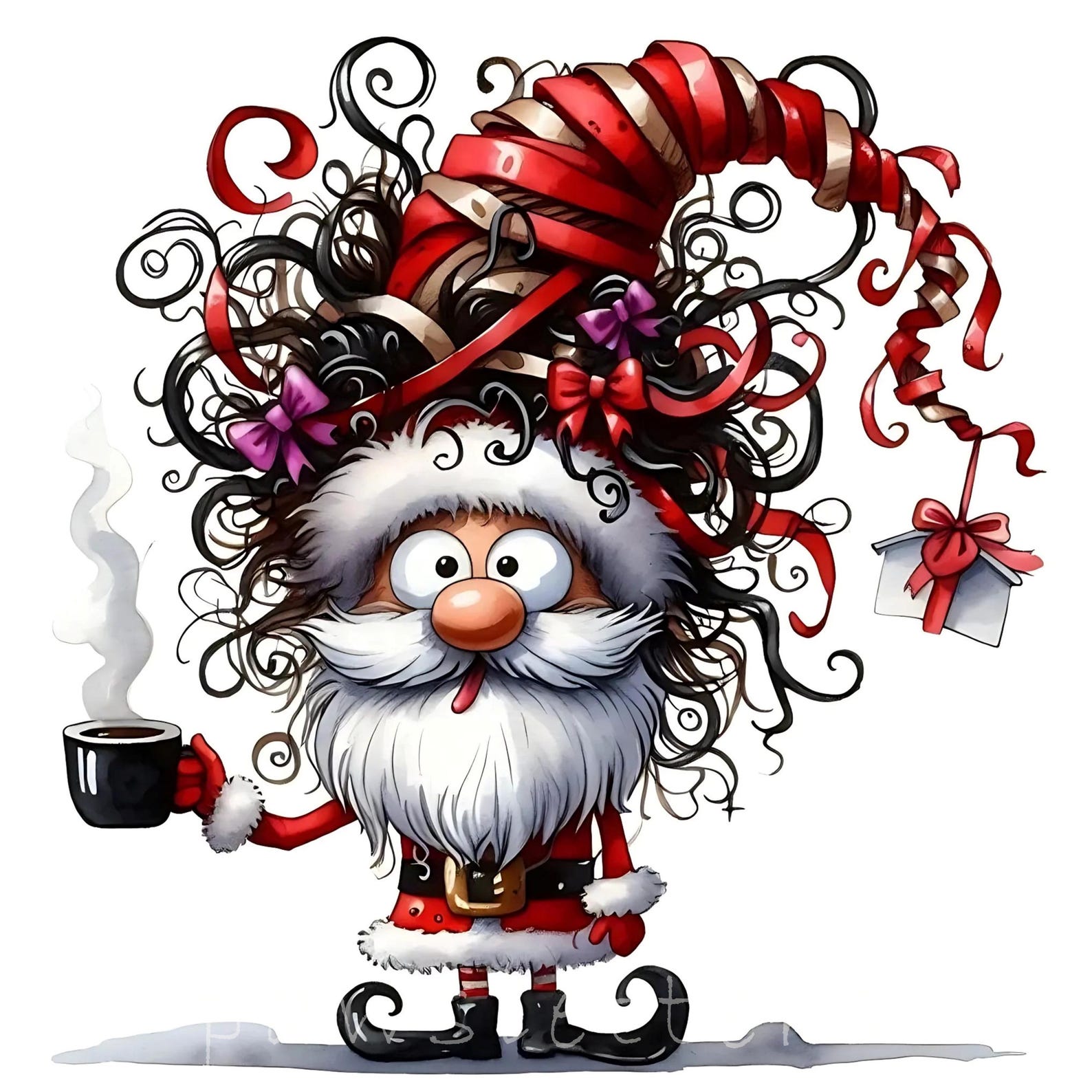 10 Whimsical Santa and Snowman Clipart, Quirky Christmas Clipart, JPG ...