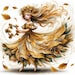 Golden Leaf Dancer Clip Art 10 High Res Watercolor Jpgs, Cute Autumn ...